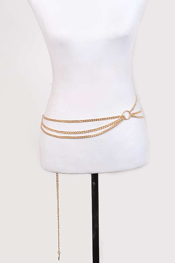 PB7512 GOLD Layered Chain O-Ring Belt - Chain Belts