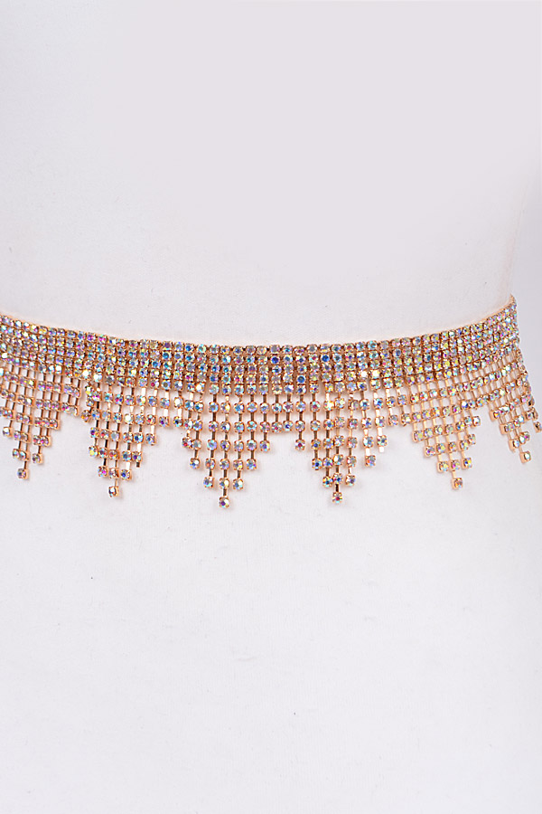 PB7538 SILVER Reverse Crown Jewel Belt - Fashion Belts