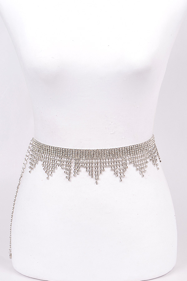PB7538 SILVER Reverse Crown Jewel Belt - Fashion Belts