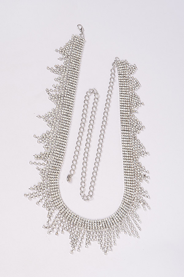 PB7538 SILVER Reverse Crown Jewel Belt - Fashion Belts