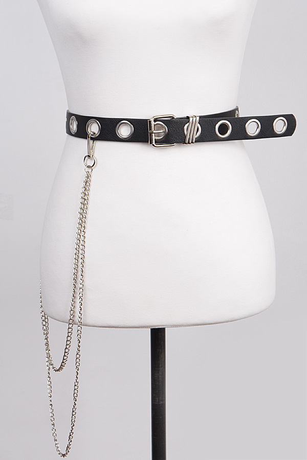 PB7702 BLACK Removable Chain Belt - Fashion Belts