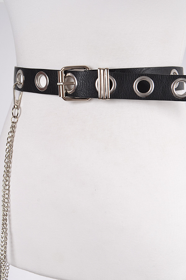 PB7702 BLACK Removable Chain Belt - Fashion Belts