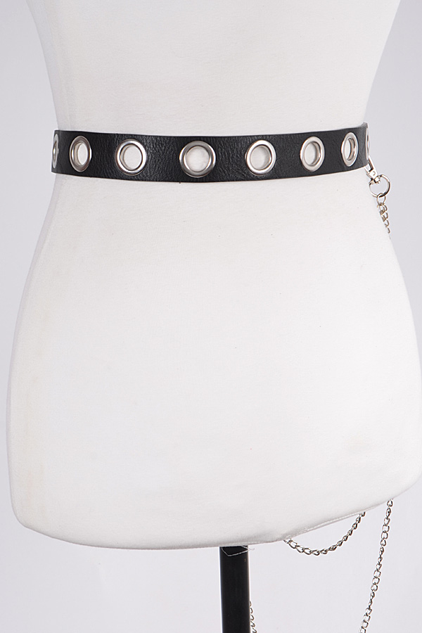 PB7702 BLACK Removable Chain Belt - Fashion Belts