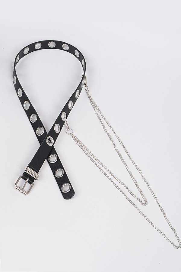 PB7702 BLACK Removable Chain Belt - Fashion Belts