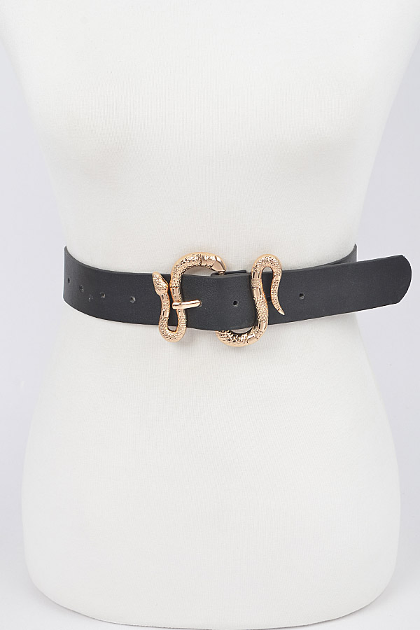 PB7741 BLACK SILVER Snake Buckle Belt - Fashion Belts