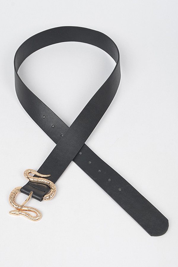 PB7741 BLACK SILVER Snake Buckle Belt - Fashion Belts