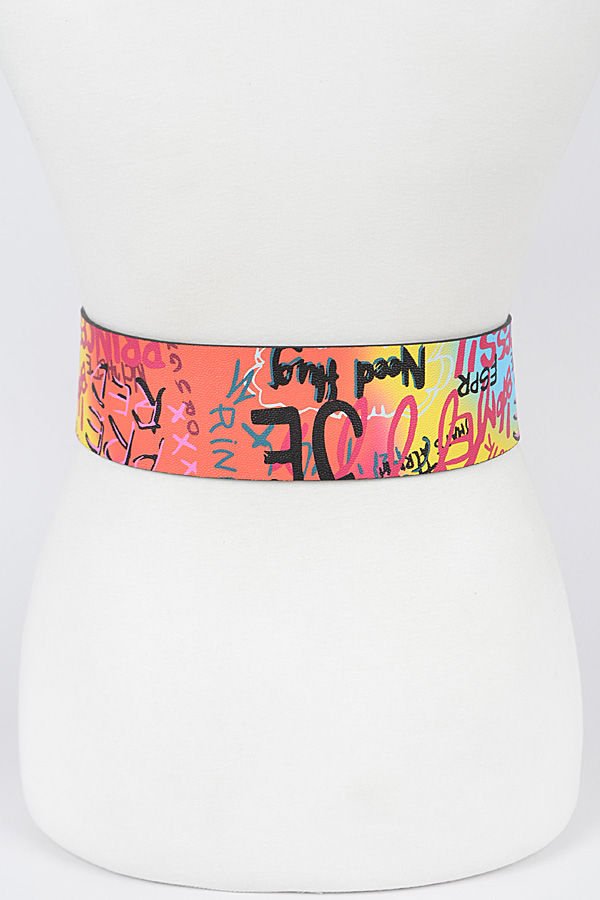 PB7953 MULTICOLOR Graffiti Belt - Fashion Belts