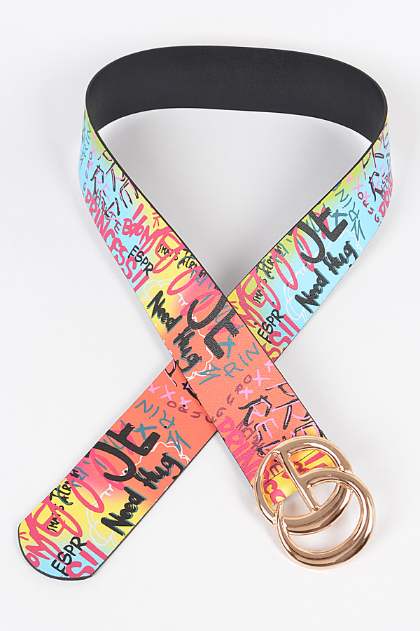PB7953 MULTICOLOR Graffiti Belt - Fashion Belts