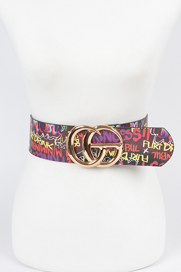 PB7954 MULTICOLOR Graffiti Belt - Fashion Belts