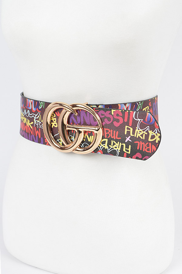 PB7954 MULTICOLOR Graffiti Belt - Fashion Belts
