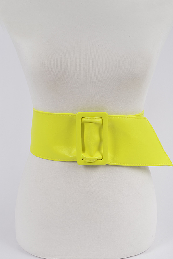 PB8218 NEON GREEN Faux Leather Waist Belt - Fashion Belts