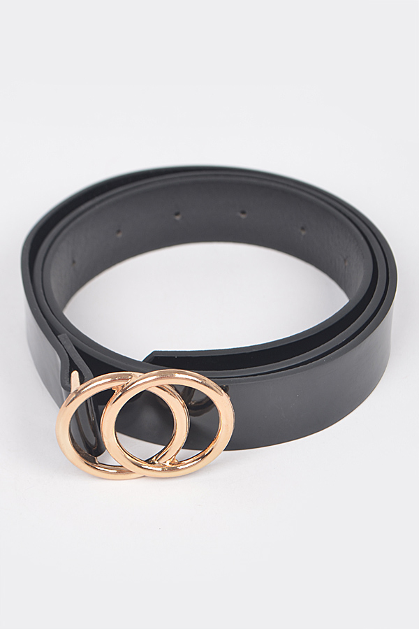 PB8281 BROWN Faux Patent Leather OO Buckle Belt - Fashion Belts