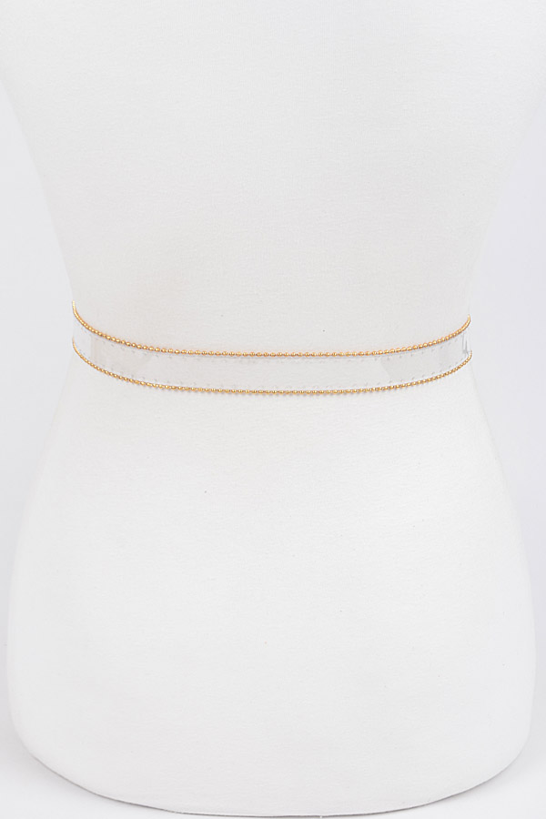 PB8433 GOLD Transparent Pearl OO Buckle Belt - Fashion Belts