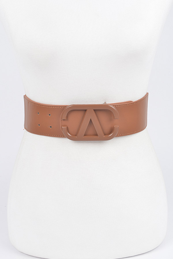 PB8516 CAMEL Color Metal Buckle Elastic Belt - Fashion Belts