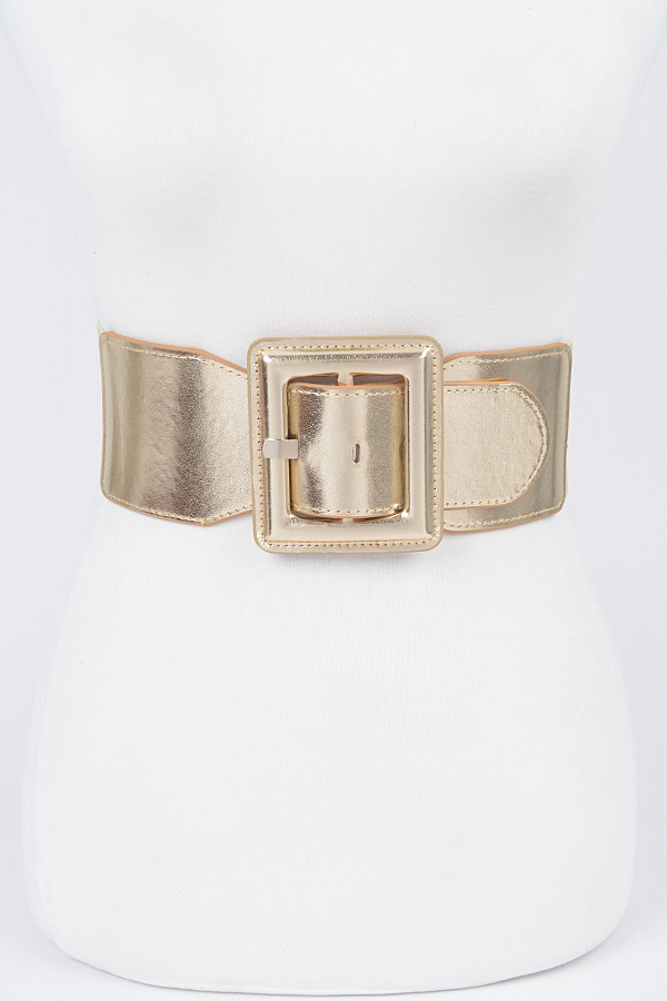PB8566 GOLD Metallic Elastic Belt - Fashion Belts