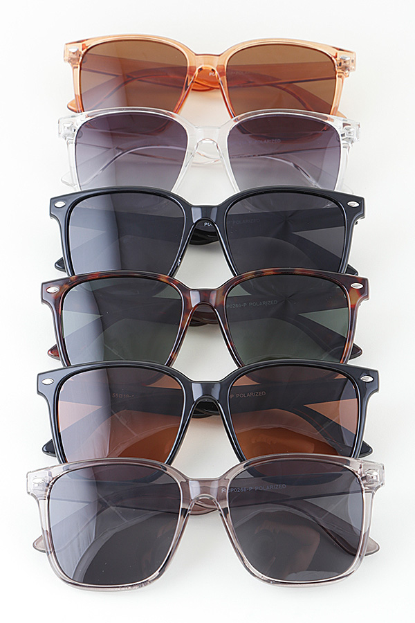 POP0266P MIX COLOR Polarized Classic Box Sunglasses