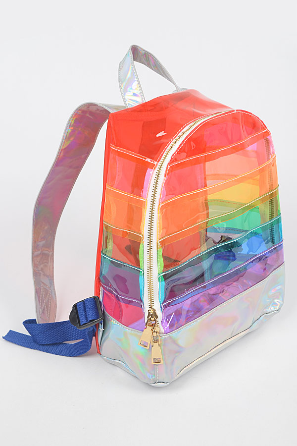 PP6681 MULTICOLOR Rainbow Clear Backpack.