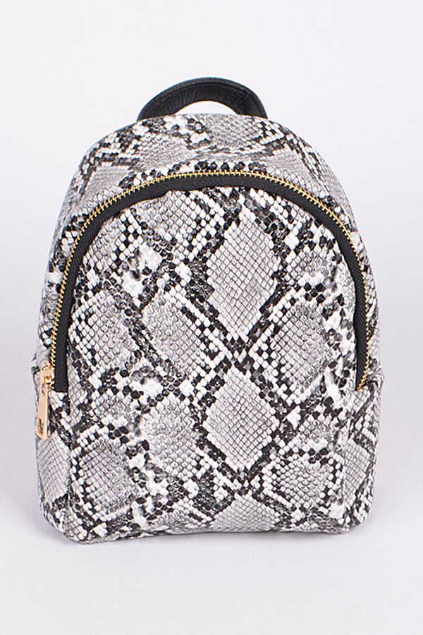 PP6859 BLACK Faux Reptile Skin Backpack.