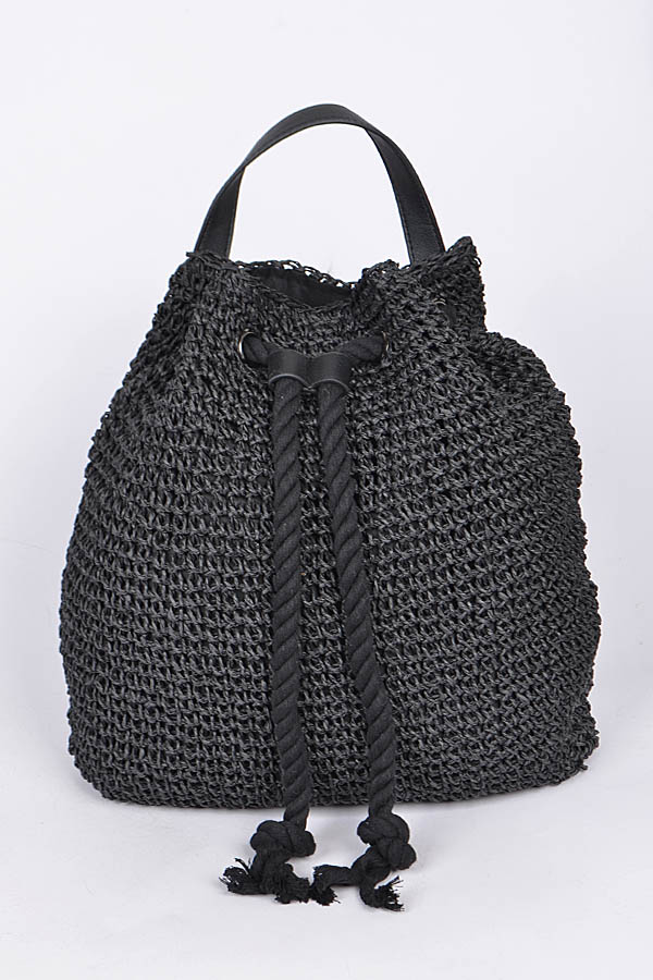 PP6938 BLACK Braided Net Backpack - $5 HANDBAGS