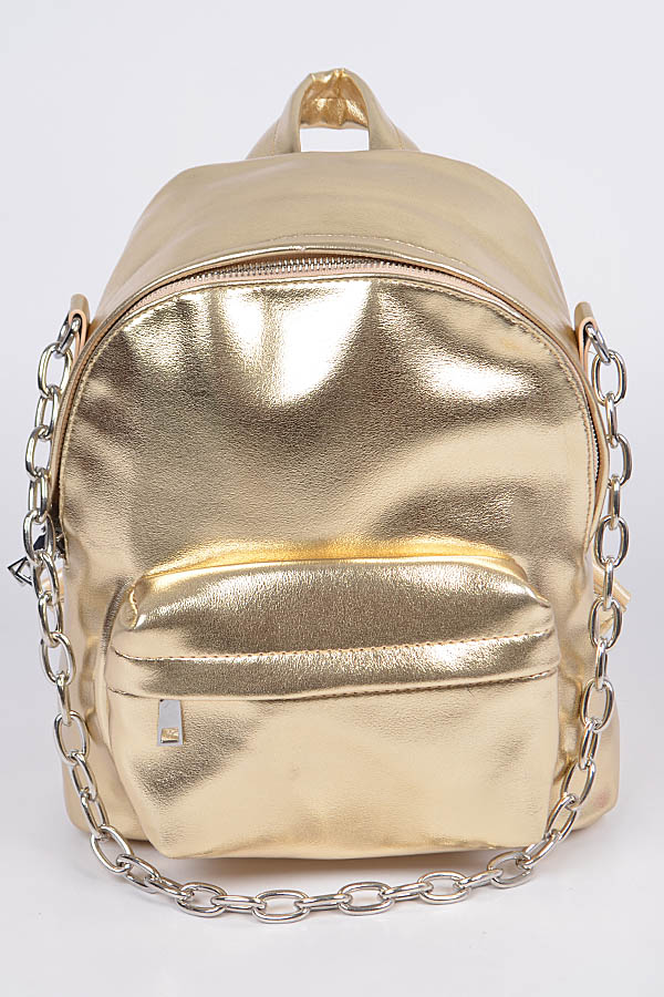 PP7018 GOLD Shiny Backpack with Chain