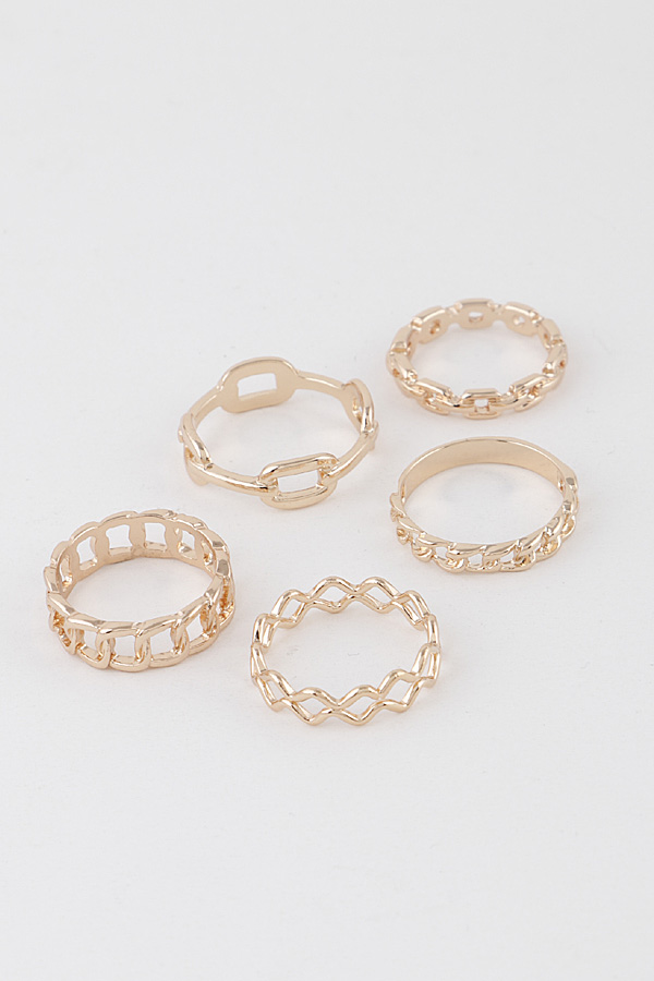 PR0431 GOLD Multi Chain Rings Set