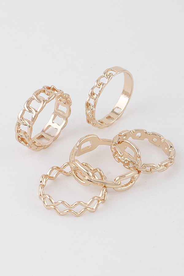 PR0431 GOLD Multi Chain Rings Set