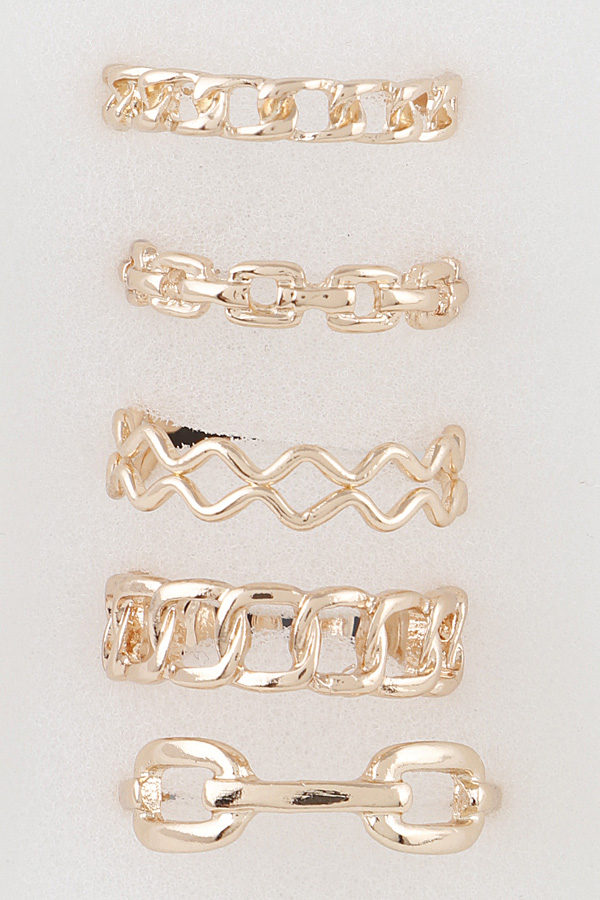 PR0431 GOLD Multi Chain Rings Set