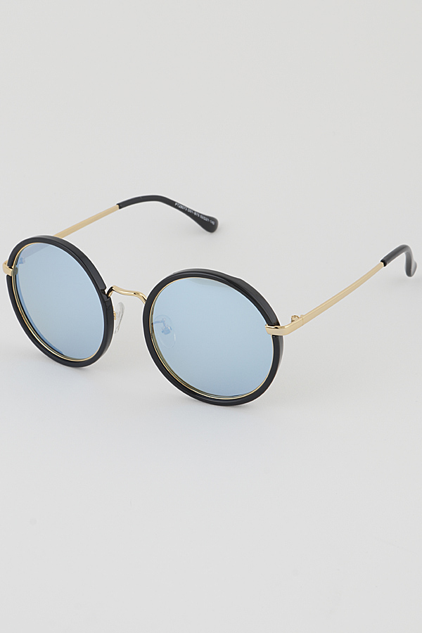 PT28073 MULTICOLOR Gold Rim Round Sunglasses