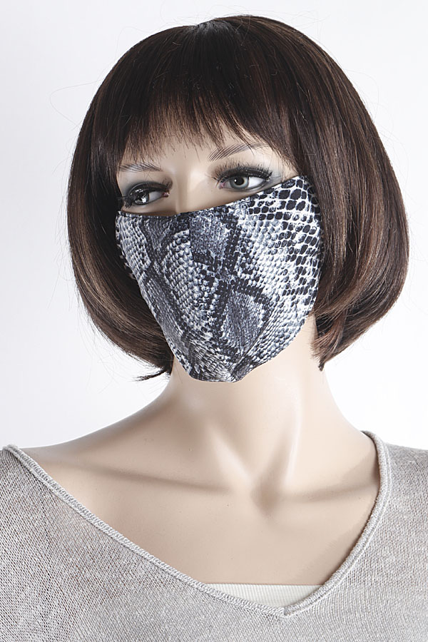 SBM3061 GRAY Snake Patterned Face Mask - COVID 19