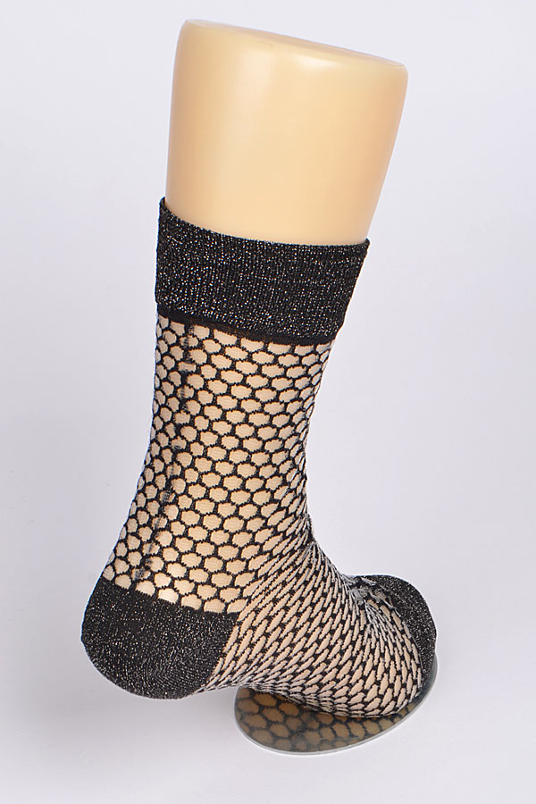 TT8330 BLACK Glitter Net Socks - Socks & Stockings