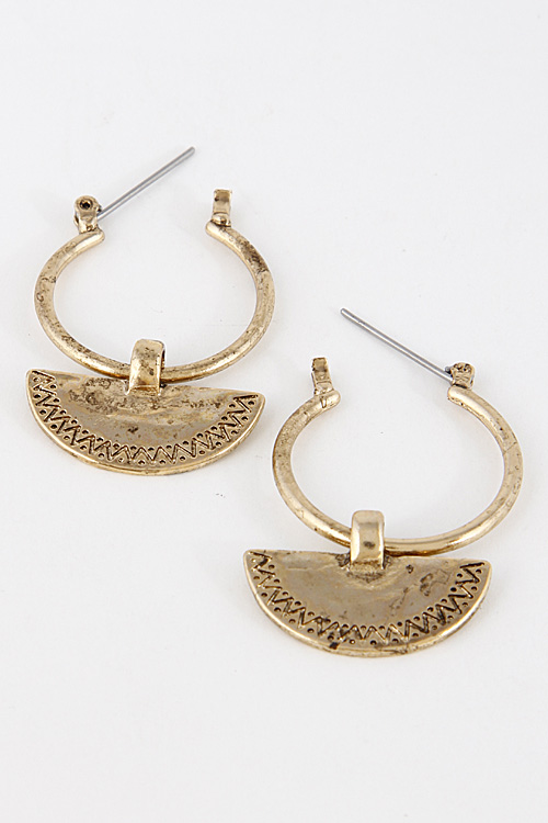 YJE2693 GOLD Aztec Inspired Hoop Earrings 6JBD3